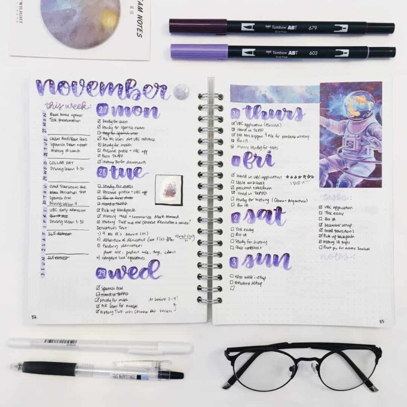 10 purple bullet journal spreads | My Inner Creative
