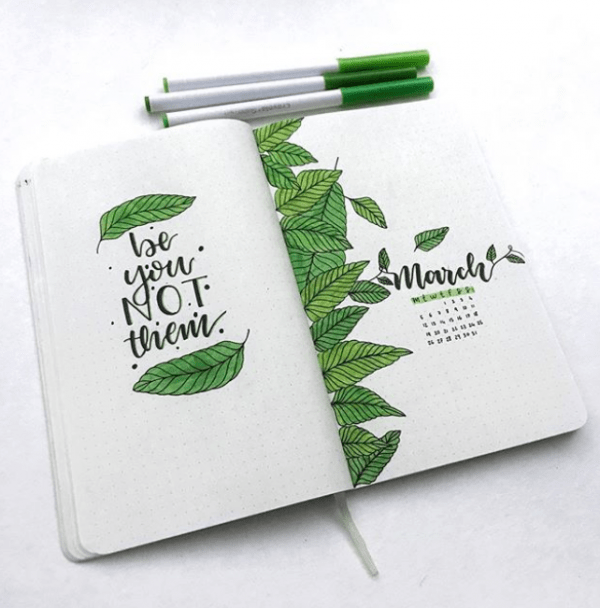 25+ Amazing Green Bullet journal theme layouts! | My Inner Creative