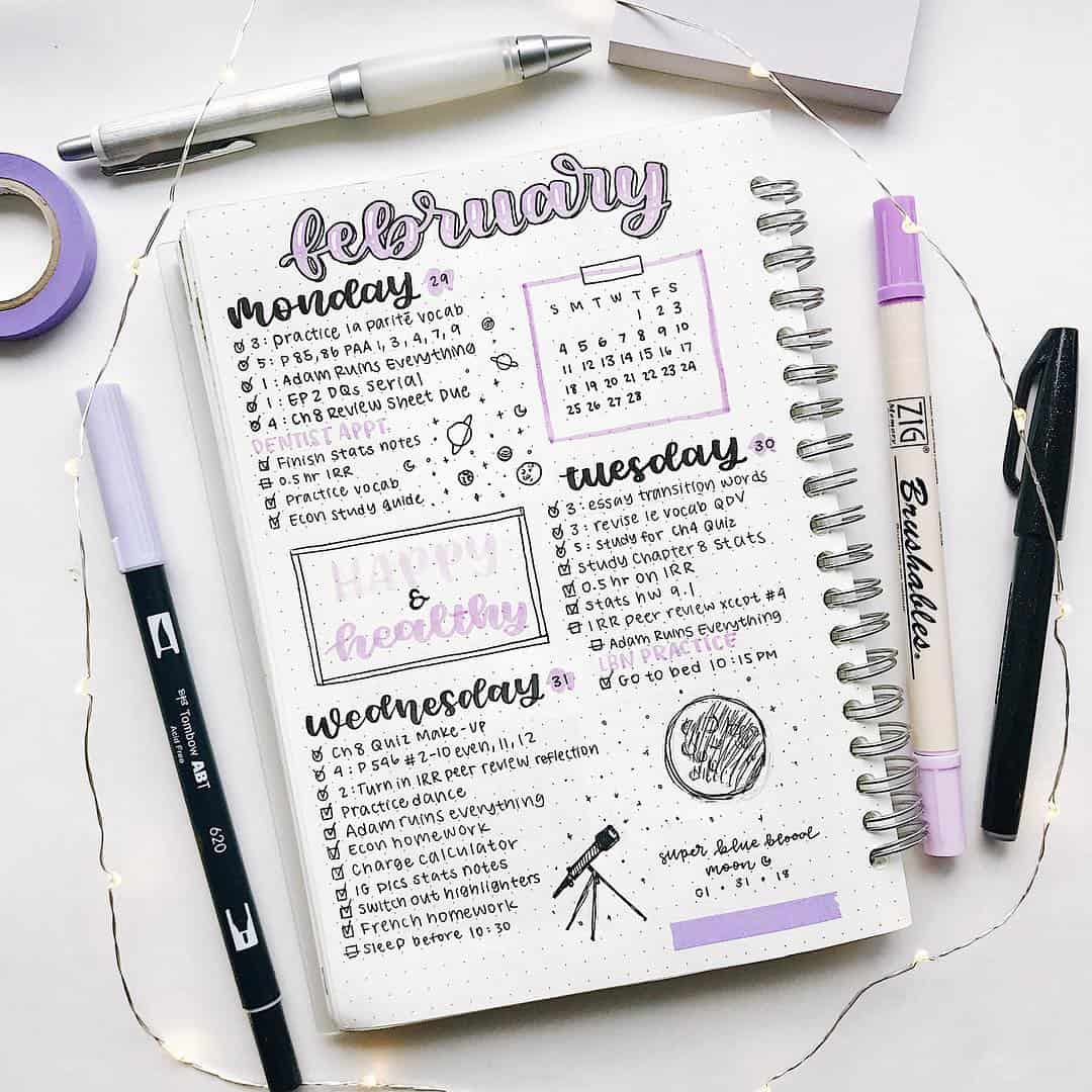 10 purple bullet journal spreads | My Inner Creative
