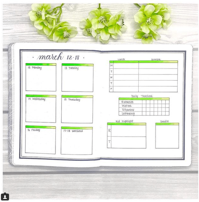 25+ Amazing Green Bullet journal theme layouts! | My Inner Creative
