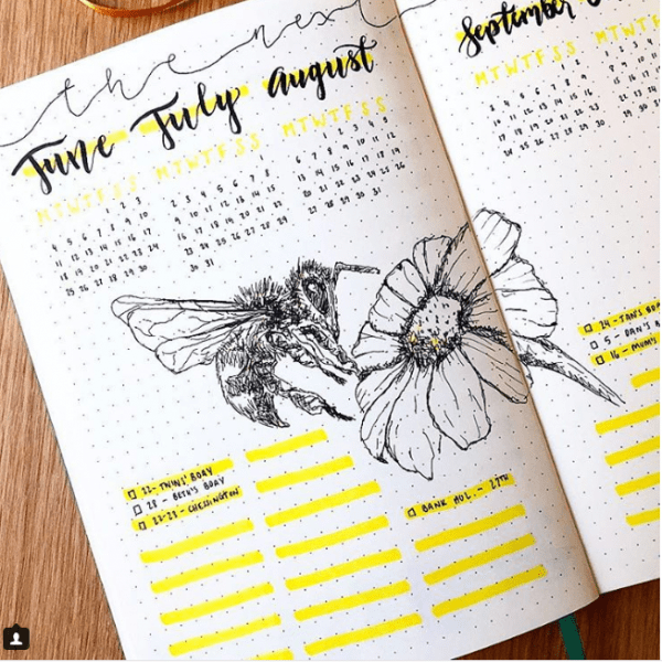 40 More Stunning bee and honey bullet journal spreads | My Inner Creative