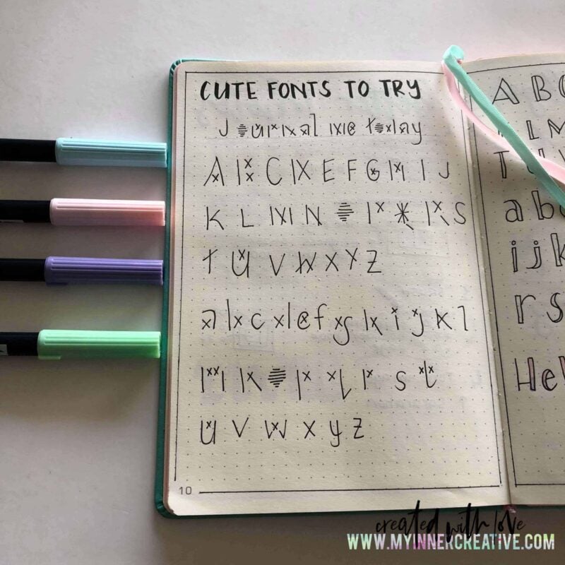 4 New Lettering Styles for your Bullet Journal (and free ribbon font ...