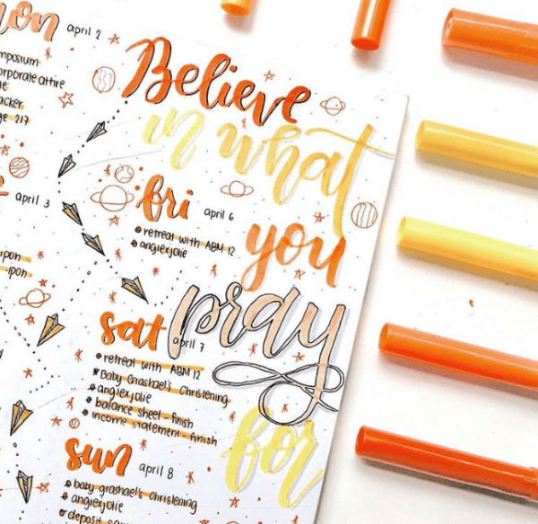 15 Stunning Orange Bullet Journal ideas and Spreads