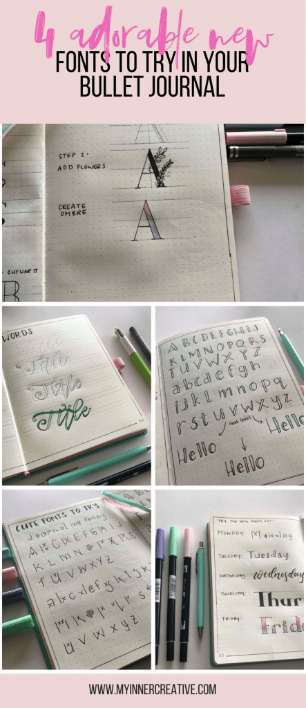 4 New Lettering Styles for your Bullet Journal (and free ribbon font ...
