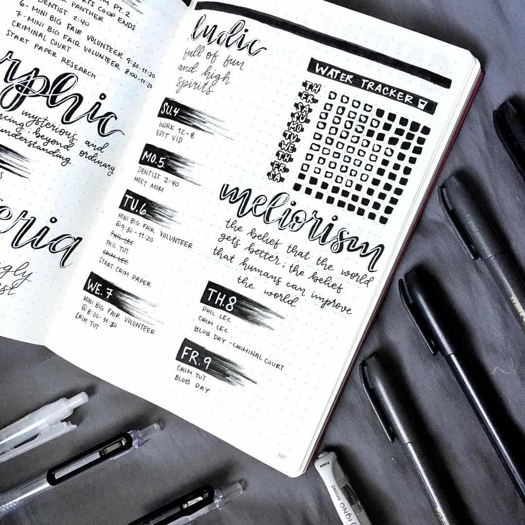 13 Dark but gorgeous black bullet journal spreads