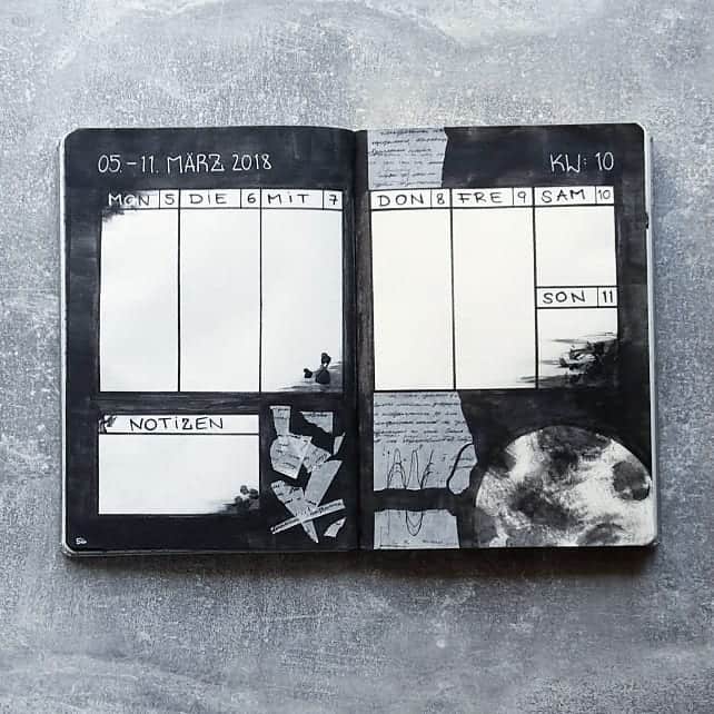 13 Dark but gorgeous black bullet journal spreads