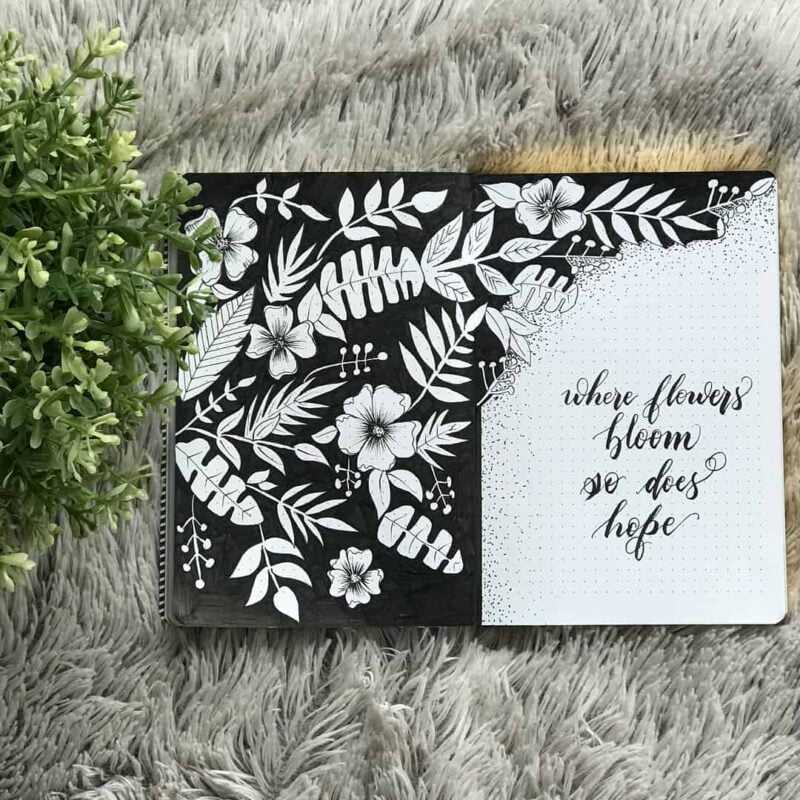 13 Dark but gorgeous black bullet journal spreads