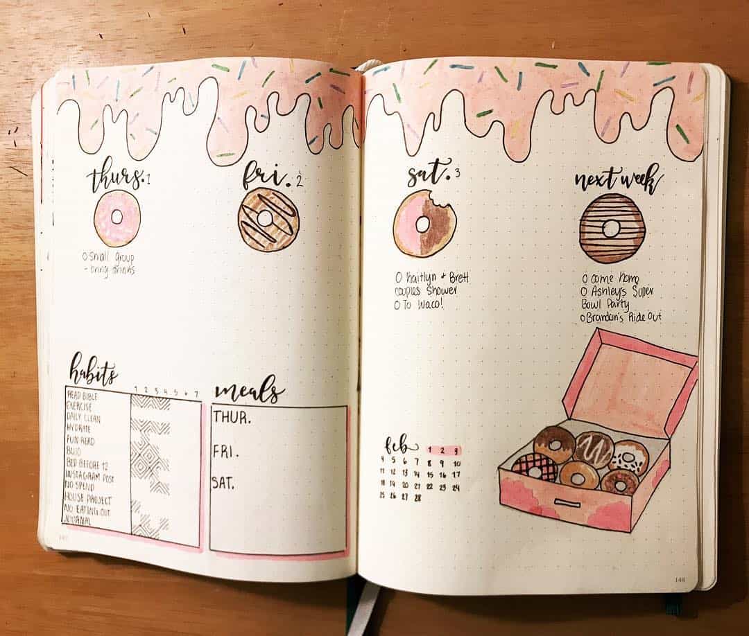 17 Donut bullet journal layout and spread ideas