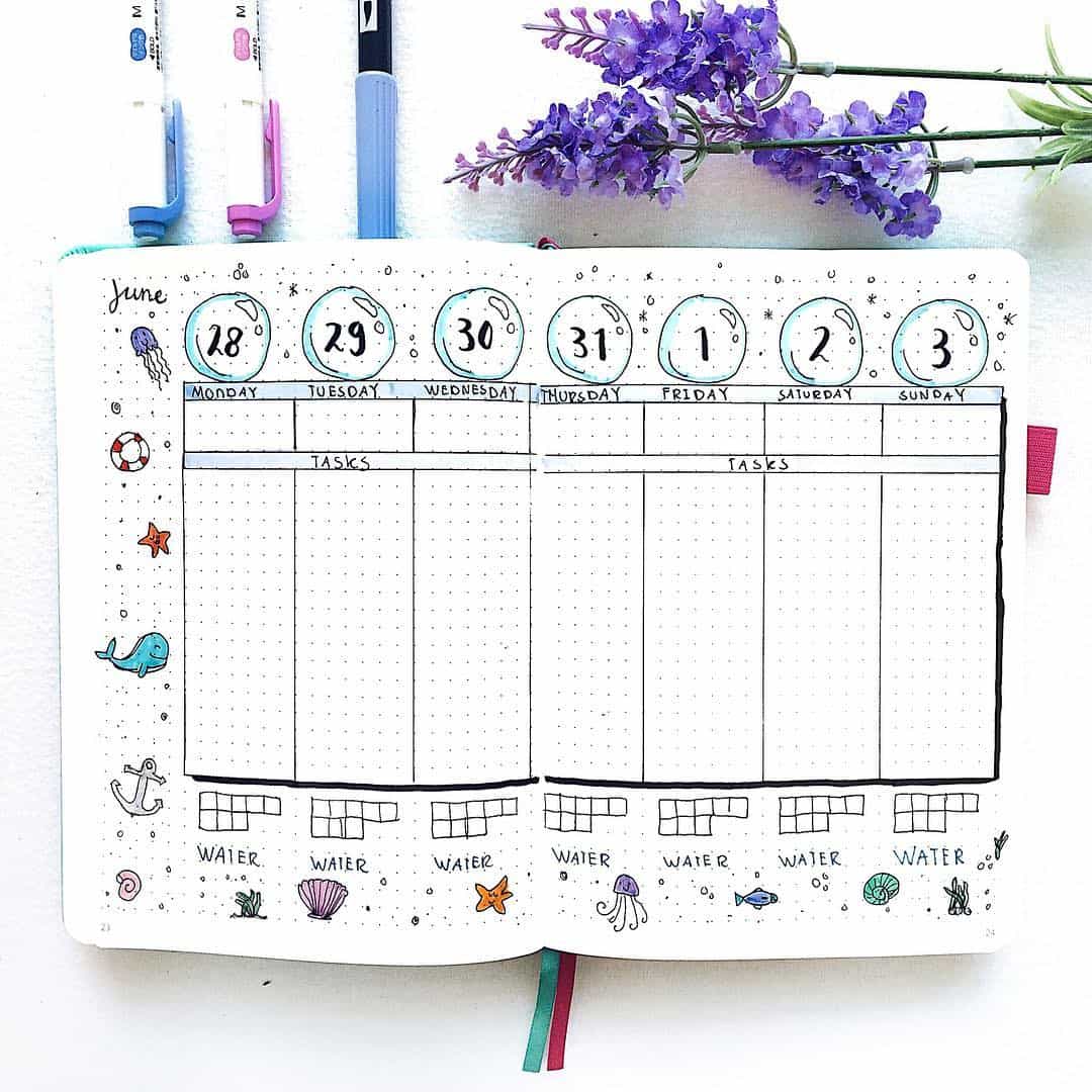 51 Amazing Ocean Bullet Journal layouts to delight YOU! | My Inner Creative