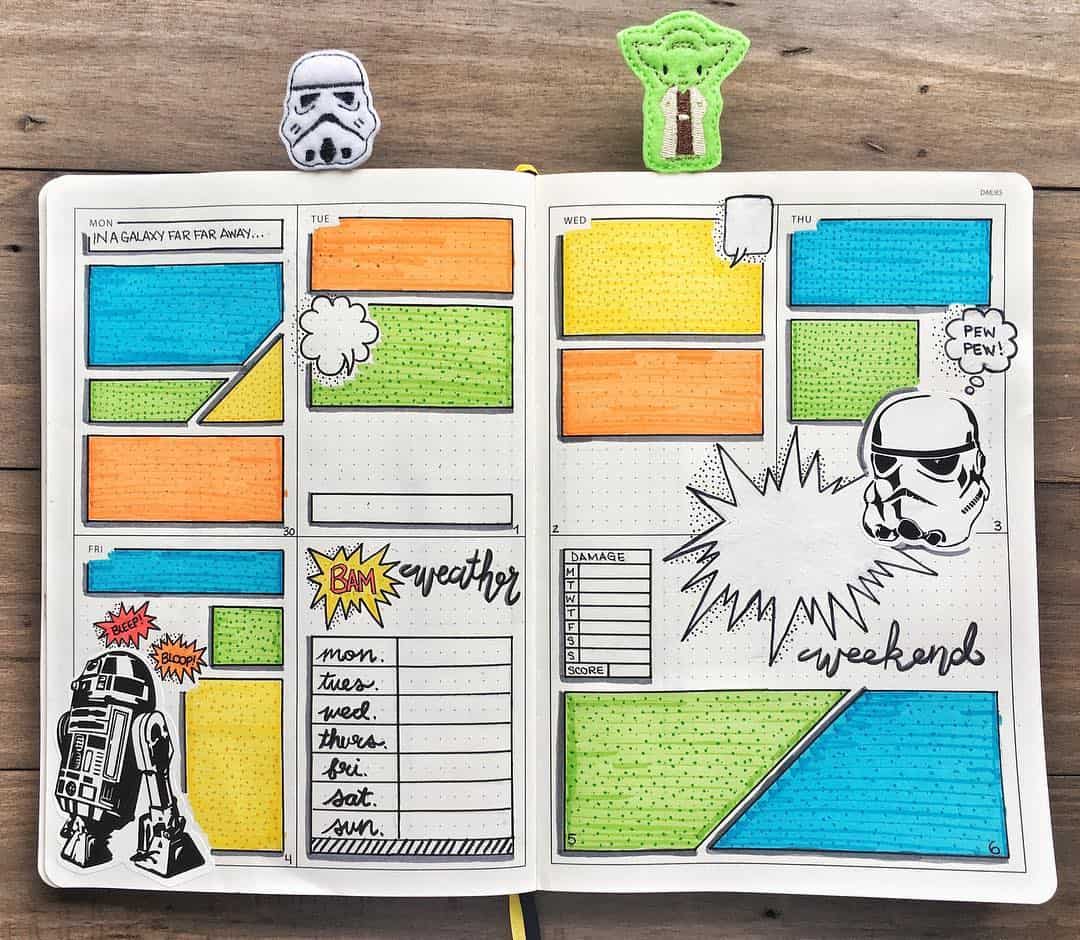 17 Fantastic comic book bullet journal spreads for geeks