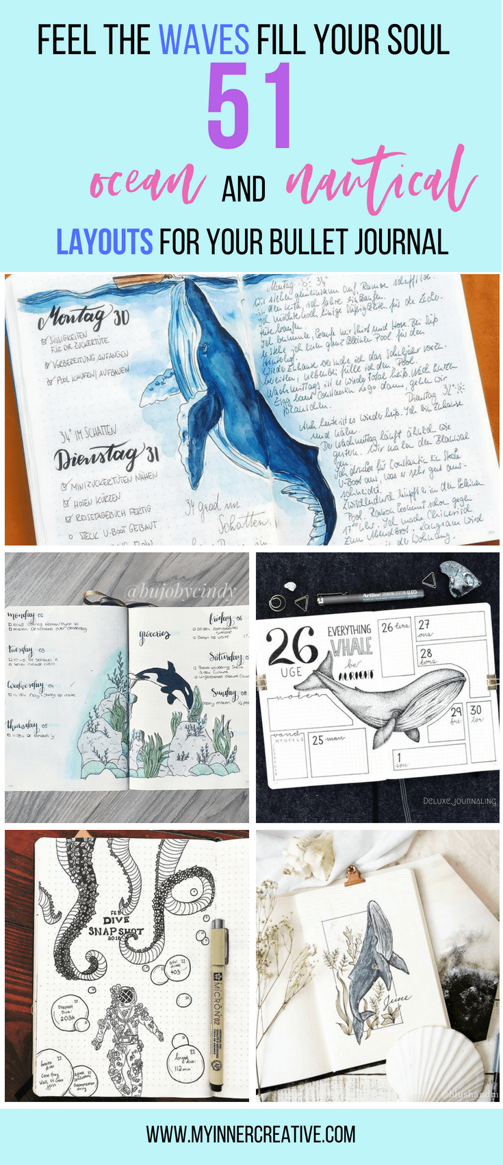 51 Amazing Ocean Bullet Journal layouts to delight YOU! | My Inner Creative