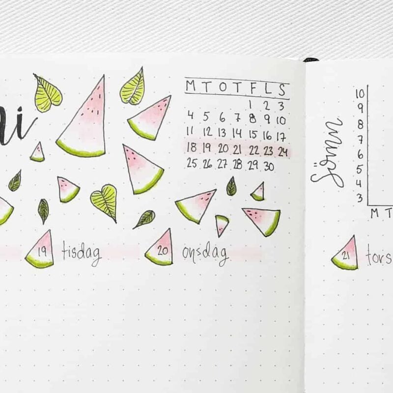 55 Stunning Watermelon bullet journal ideas | My Inner Creative