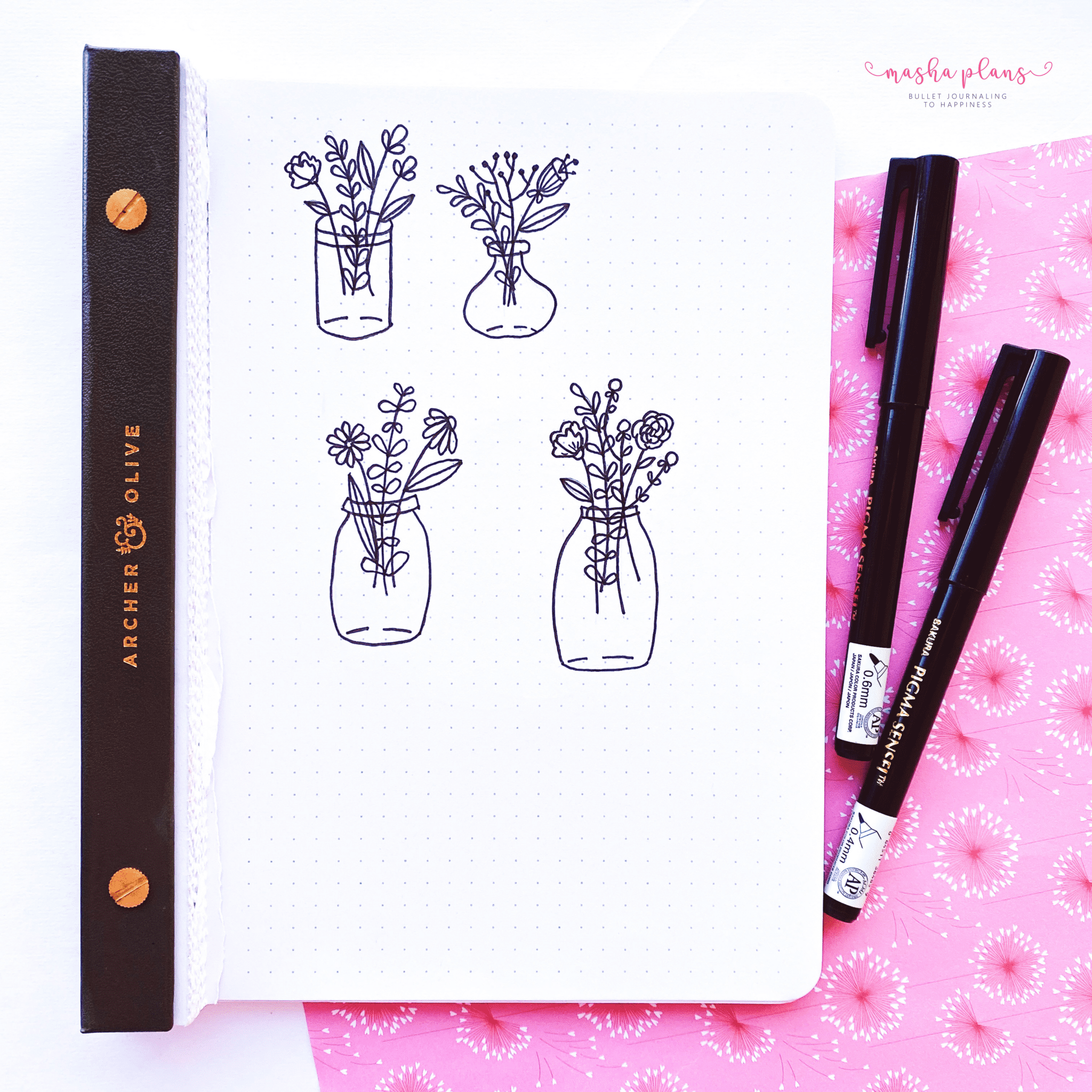 Simple Floral Doodle Tutorials - 11 Step-by-Step flowers!